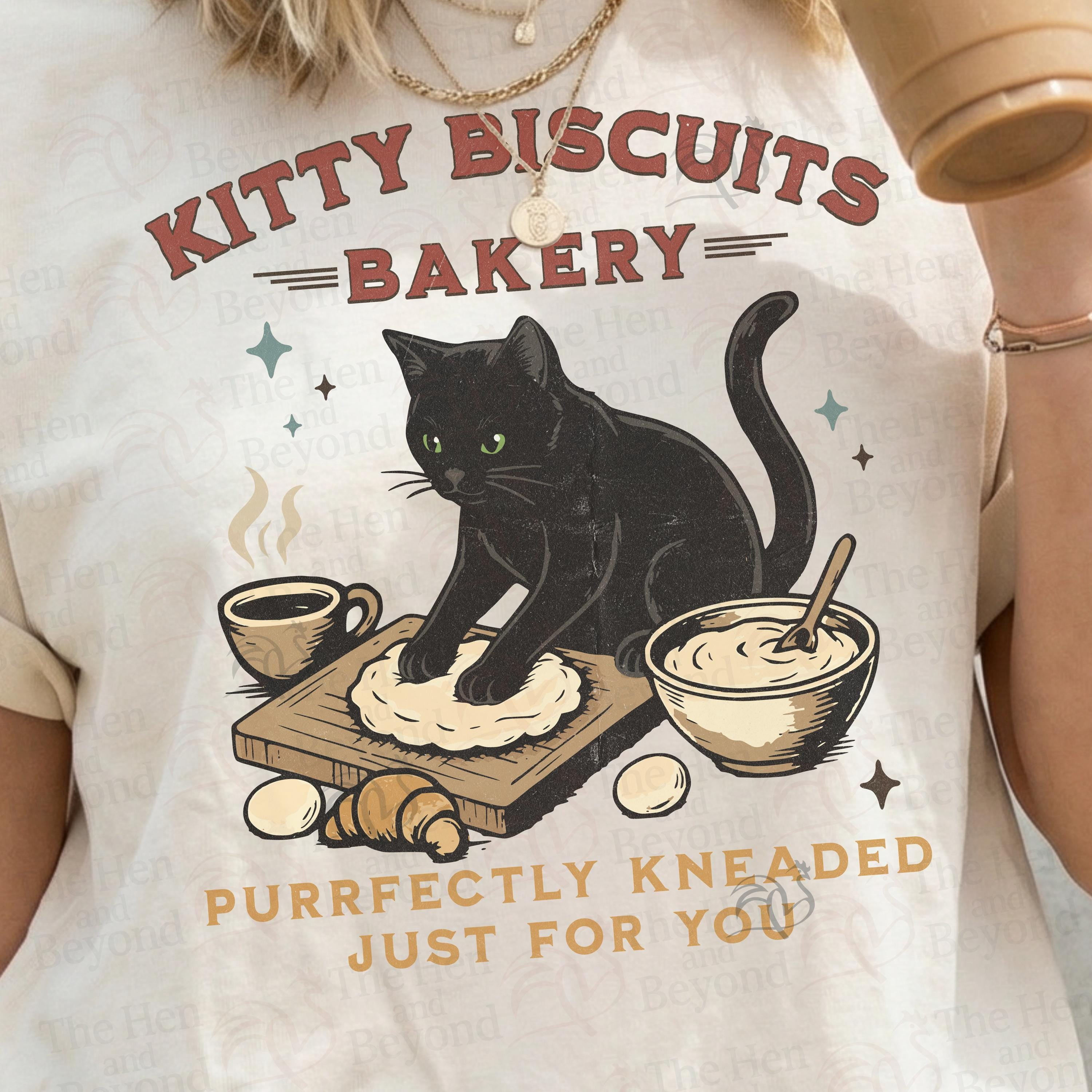 Black Cat Bakery Shirt, Cozy Coffee Cat Tee, Daily Kneads With Warm ...