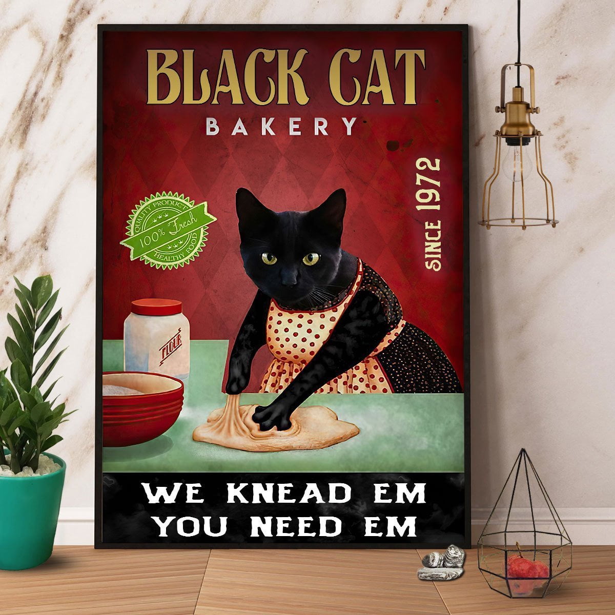 Black Cat Bakery We Knead Em You Need Em Satin Poster Wall Art Decor 24 ...