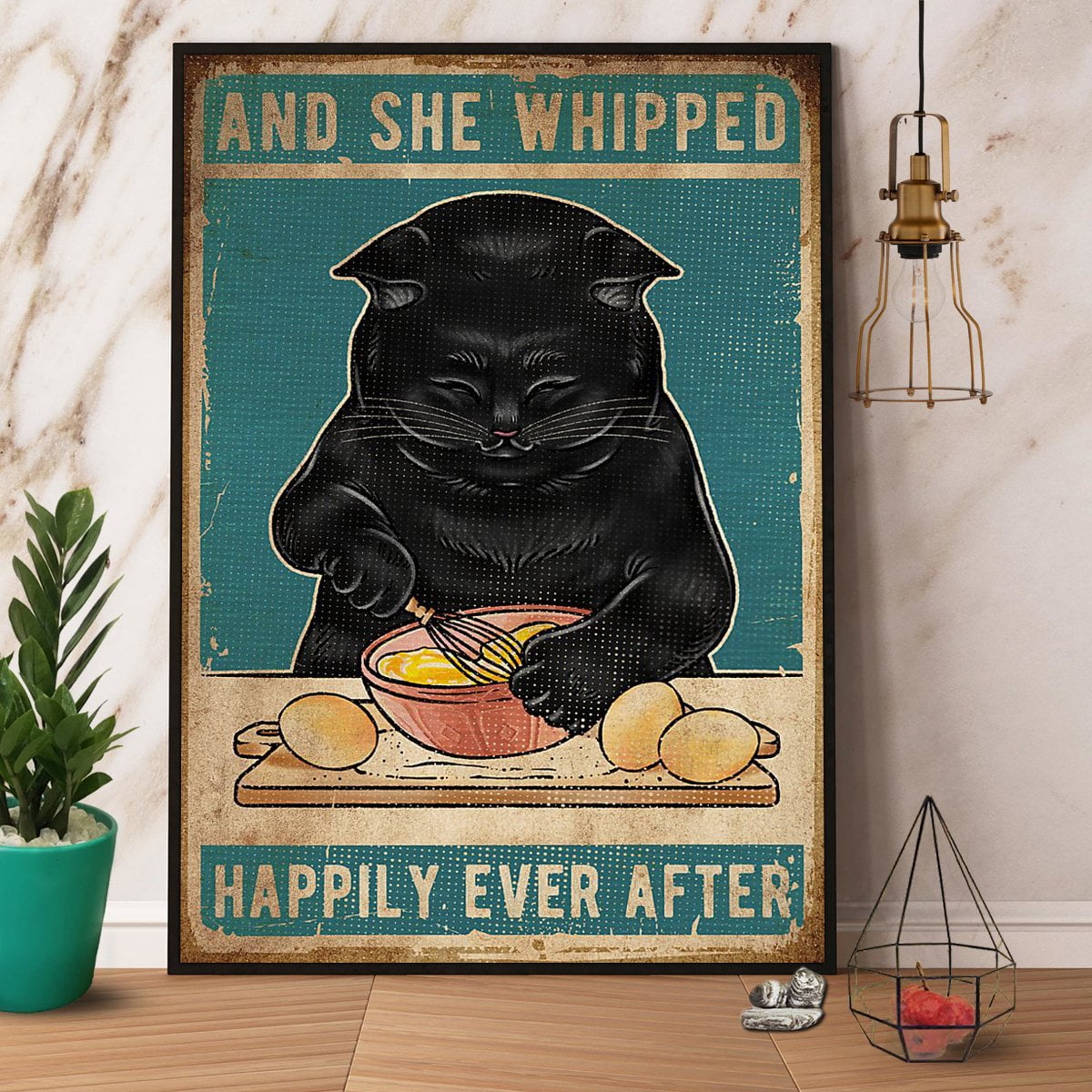 Black Cat Baking And She Whipped Happily Ever After Retro Green Paper ...