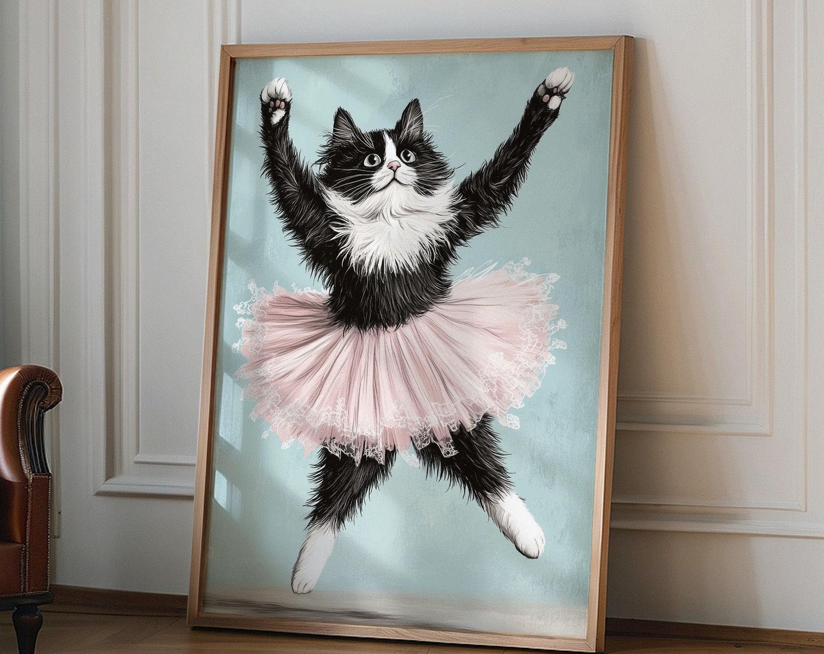 Black Cat Ballerina wall art print, Cat Ballerinas Poster, Funny ...