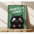 Black Cat Bathroom Art, 'Whatcha Doing?' Vintage Style Unframed Paper ...