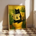 Black Cat Bathroom Cats Newspaper Toilet Humor Wall Art, Unframed ...