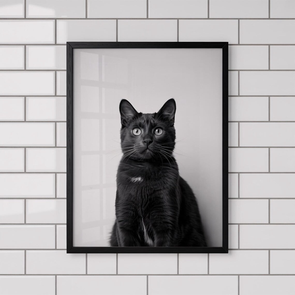 Black Cat Bathroom Wall Art Black and White Toilet Minimal Animal WC ...