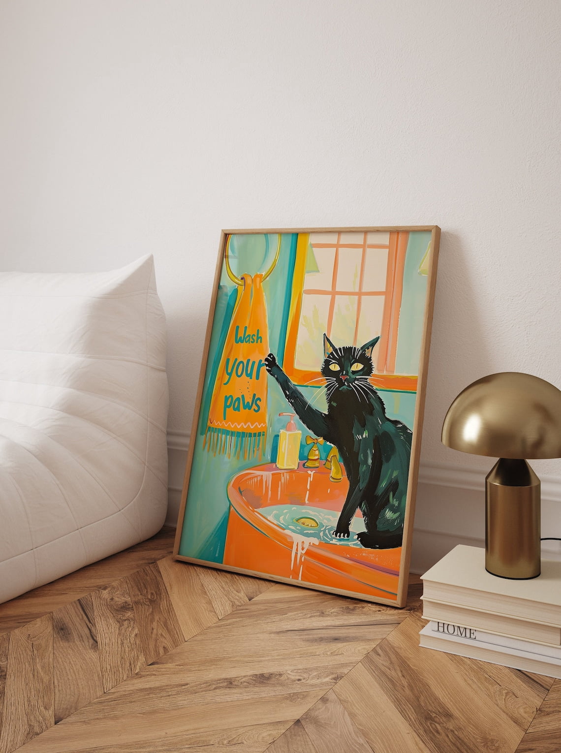 Black Cat Bathroom Wash Your Paws Version Five, Unframed Canvas ...