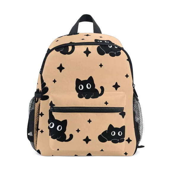 Black Cat Beige Pattern Mini Backpack Cute Small Backpack with Chest ...