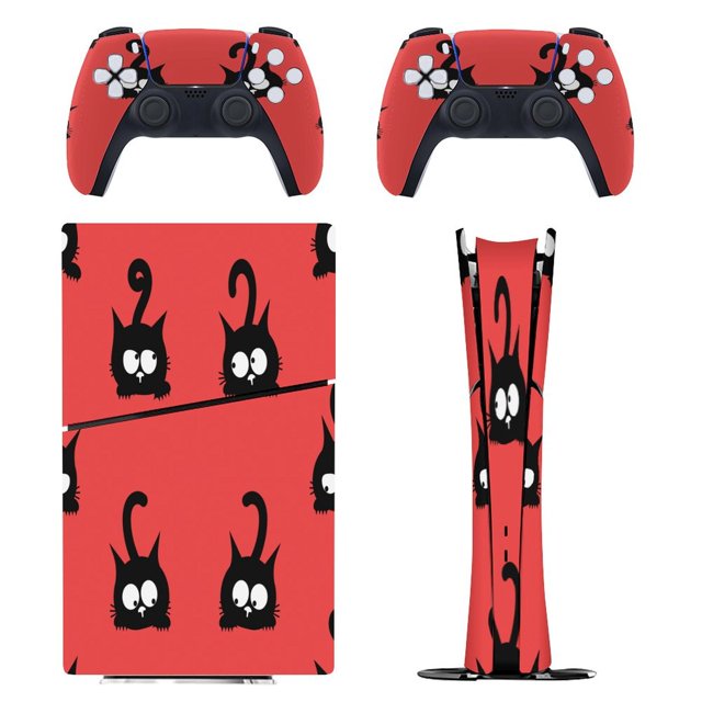 Black Cat, Big Eyes PS5/PS5 Slim Digital Disc Skin Sticker For Console ...