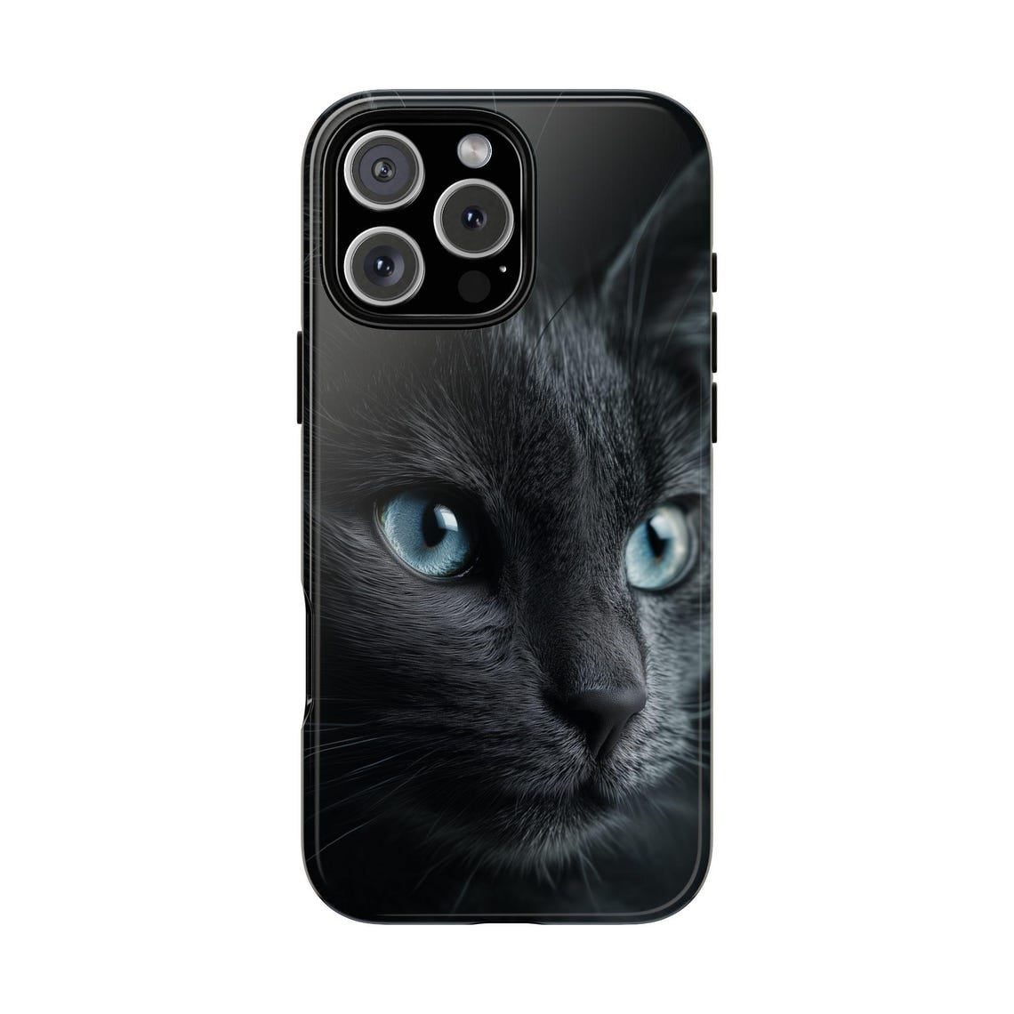 Black Cat Blue Eyes Mysterious Kitty Artistic Pattern Phone Case with ...