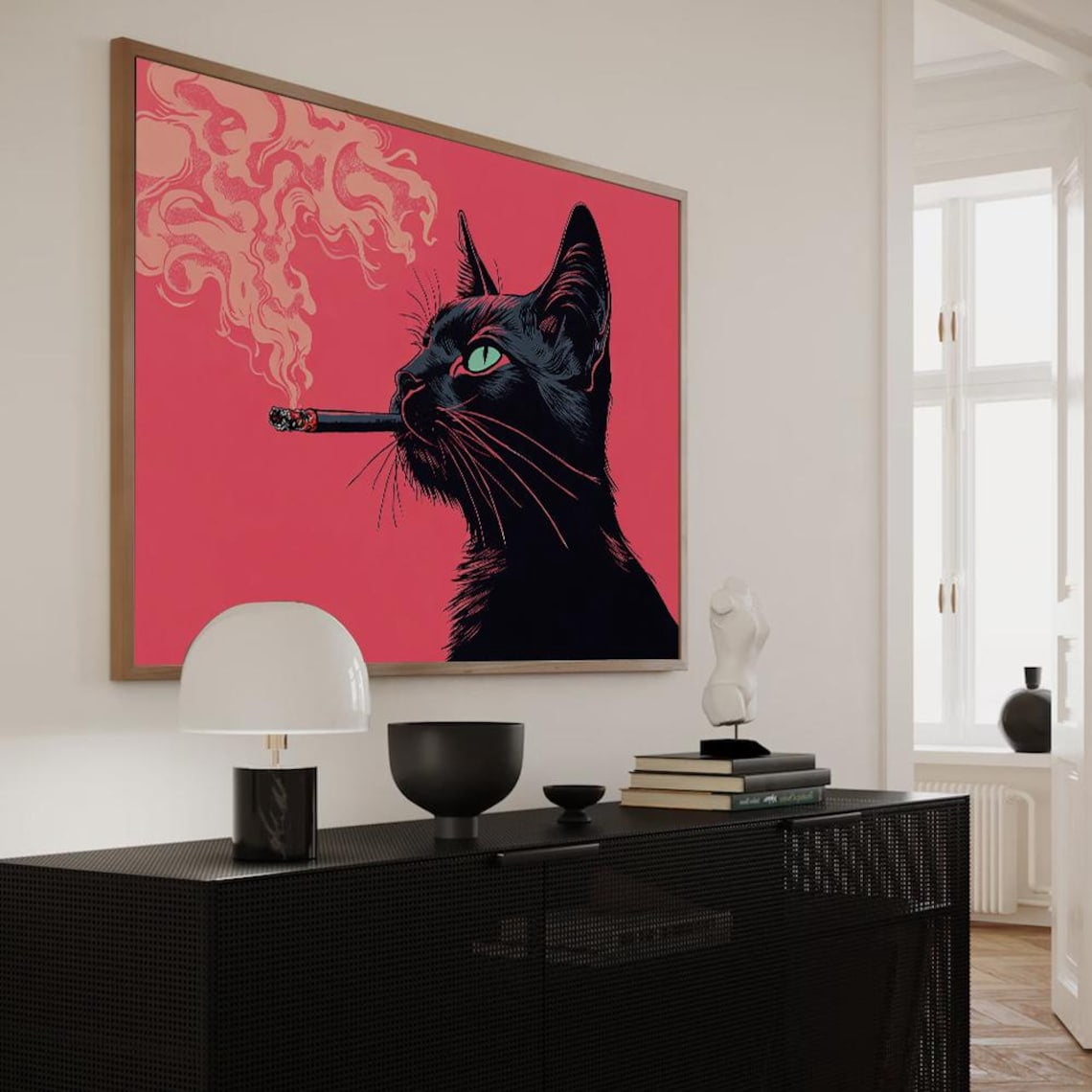 Black Cat Bold Pop Modern Cat Illustration Stylish Animal Contemporary ...