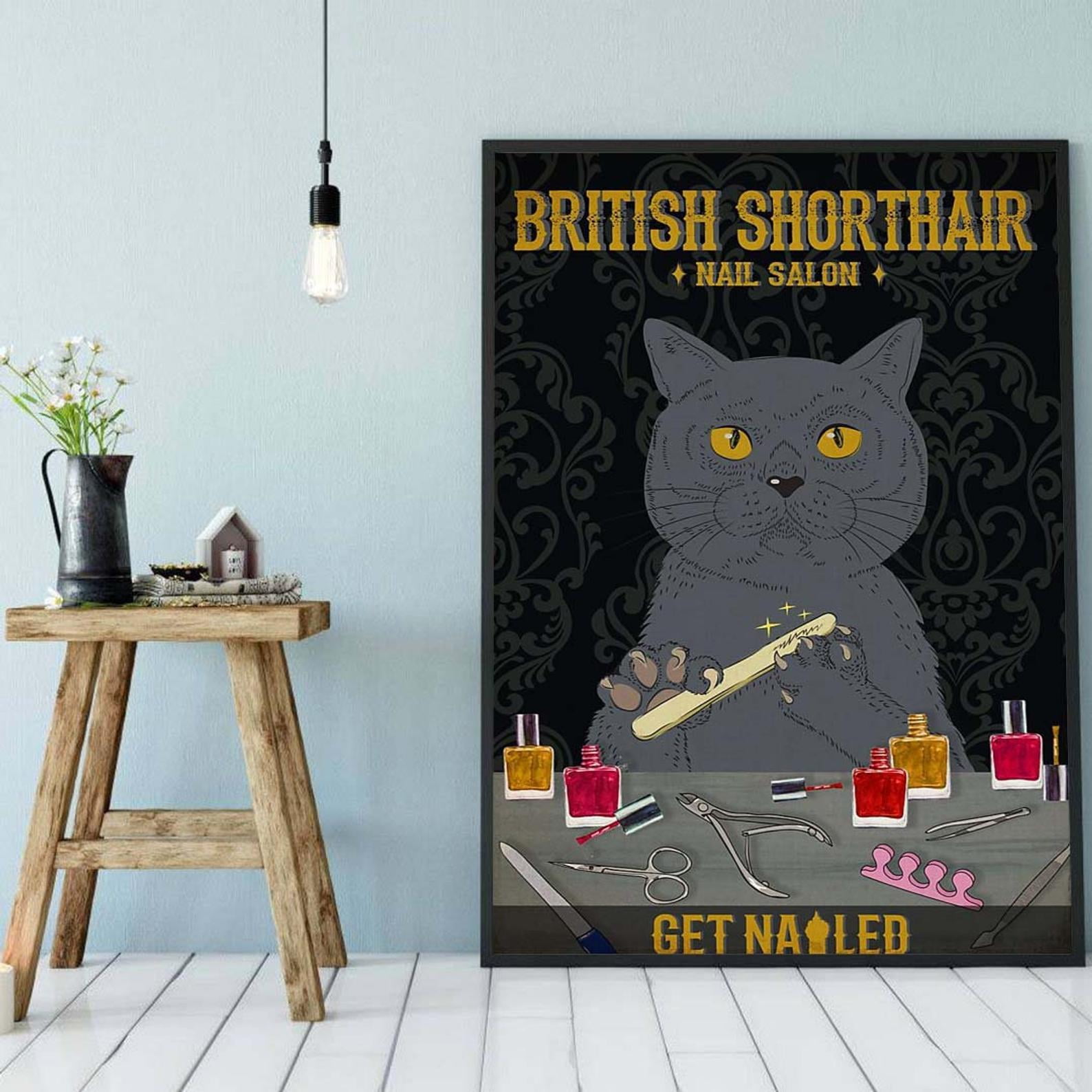 Black Cat British Shorthair Get Nail Ation Signs Catnip Cat Satin ...