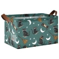 Black Cat Broom Pattern Collapsible Storage Bin Open Home Shelf Basket ...