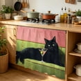 Black Cat Cabinet Curtains 35" W x 35" L Boho Lack Animal Cocktail ...