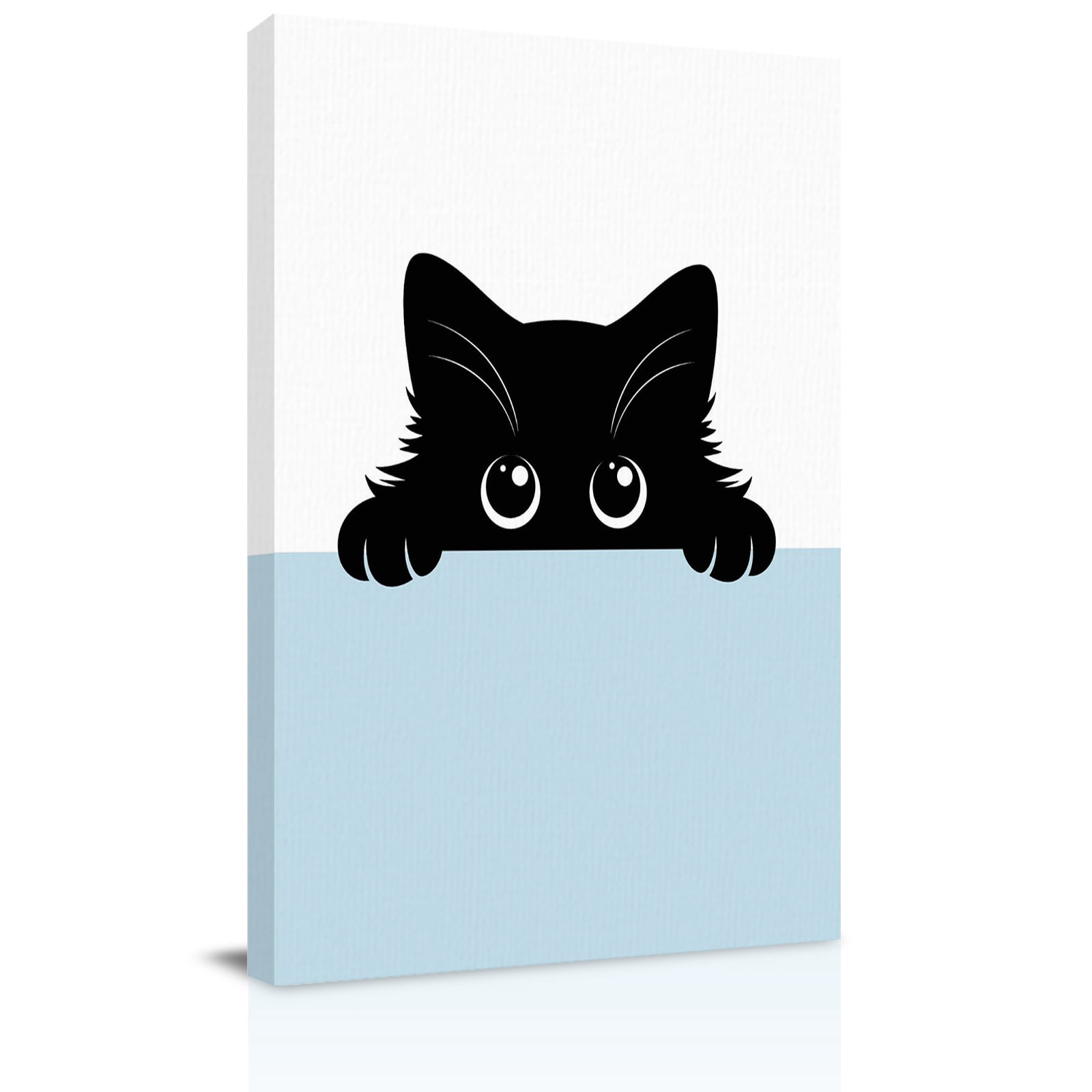 Black Cat Canvas Wall Art for Living Room, Cute Cat Cartoon Animal with ...
