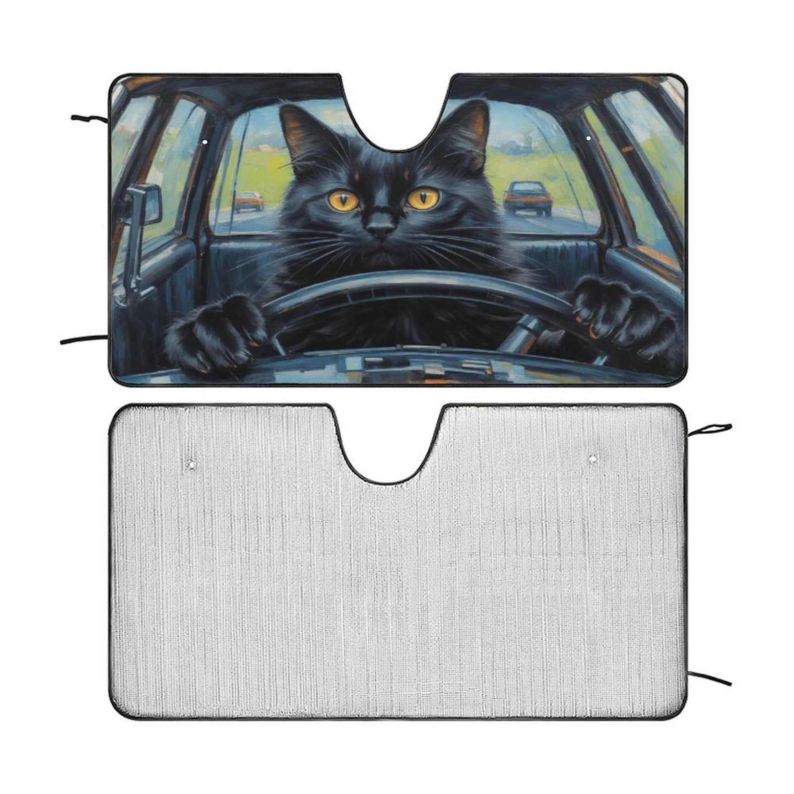 Black Cat Car Windshield Sun Shade Cute Animal Fold-able UV Ray Sun ...