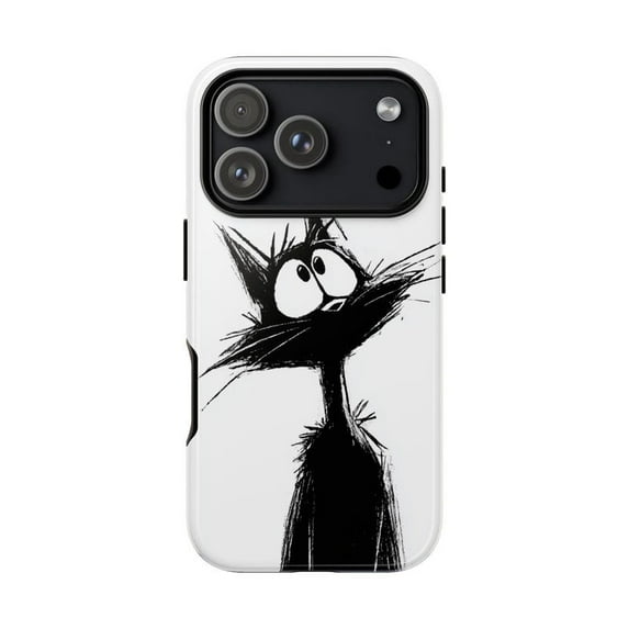 Black Cat Cartoon Vector Artwork Tough Case for iPhone 11,12,13,14,15 ...