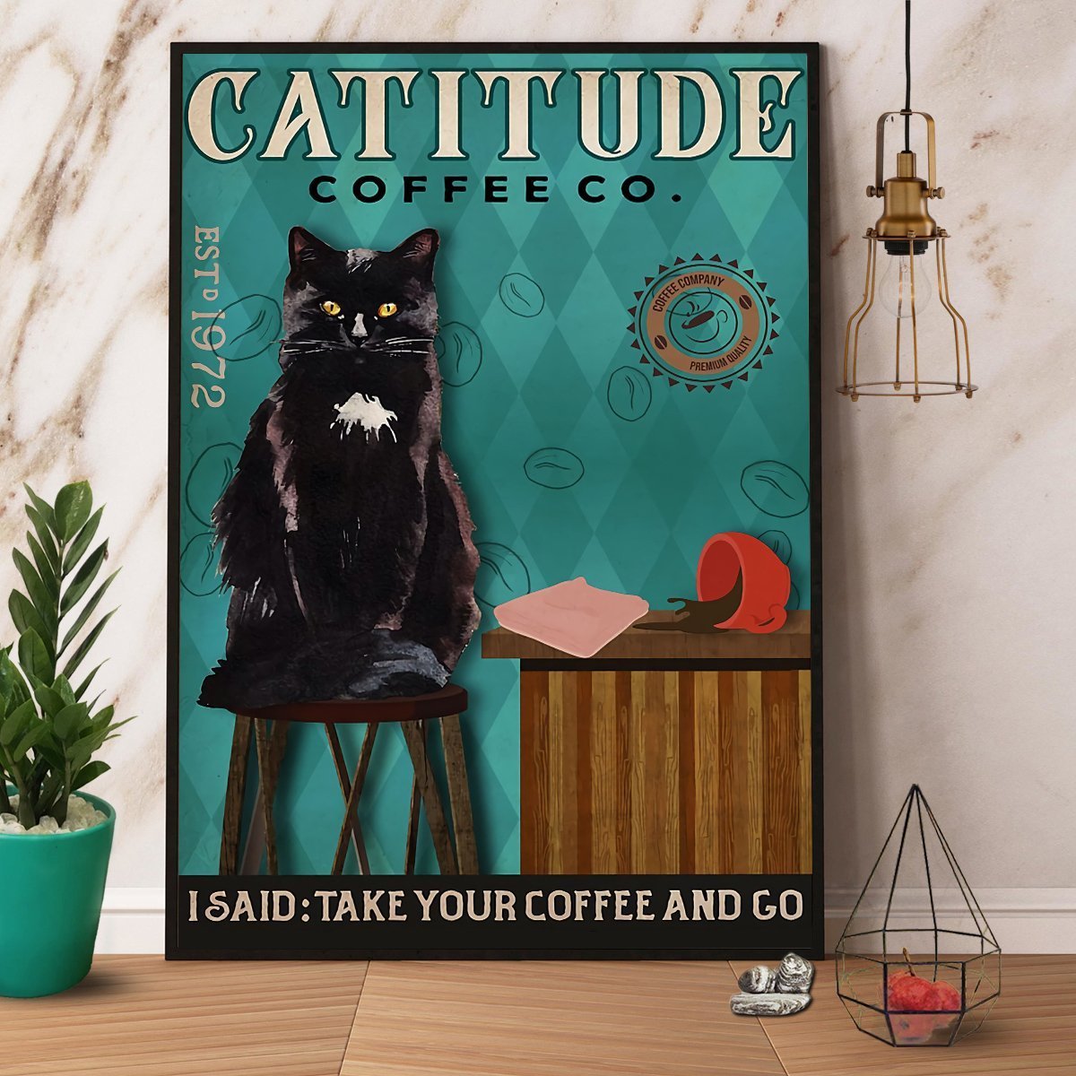 Black Cat Catitude Coffee Co I Said Take Your Coffee And Go Satin ...