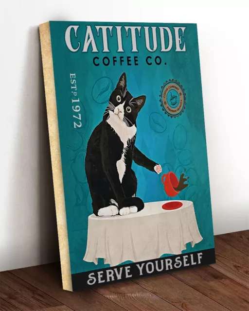 Black Cat Catitude Coffee Co Serve Yourself Drinking Coffee Cats ...