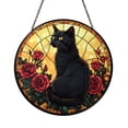 Black Cat Ceramic Ornament, Stained Glass Rose Window Style Christmas ...