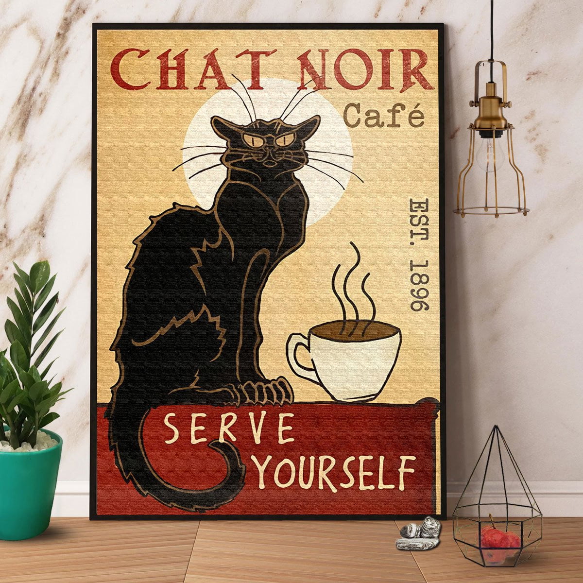 Black Cat Chat Noir Cafe Serve Yourself Paper Poster No Frame Matte ...