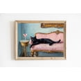 Black Cat With Cherry Cosmo Art Print, Cute Quirky Whimsical, Cocktail ...