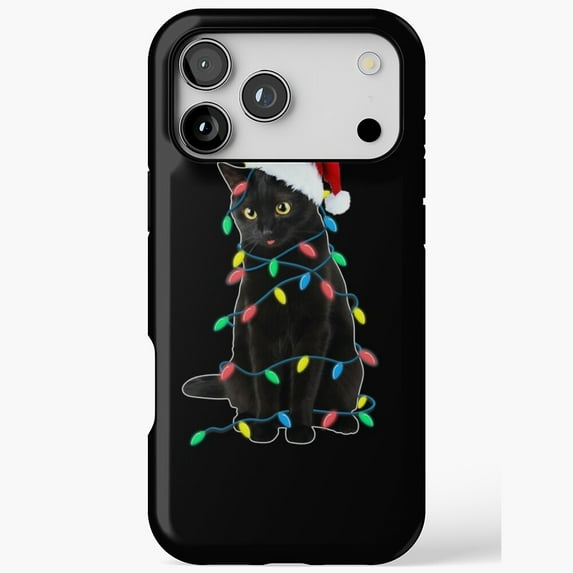 Black Cat Christmas Light Case for iPhone 11 12 13 14 15 16 17 Pro Max ...