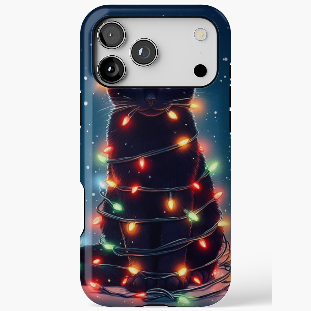 Black Cat Christmas Lights Case for iPhone 11 12 13 14 15 16 17 Pro Max ...