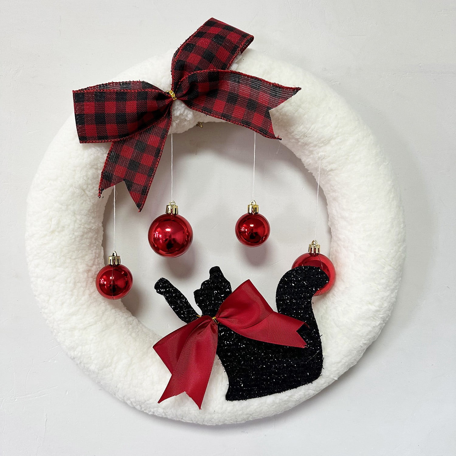 Black Cat Christmas Moon Wreath Decorations 15.74 Inch Crescent Moon ...
