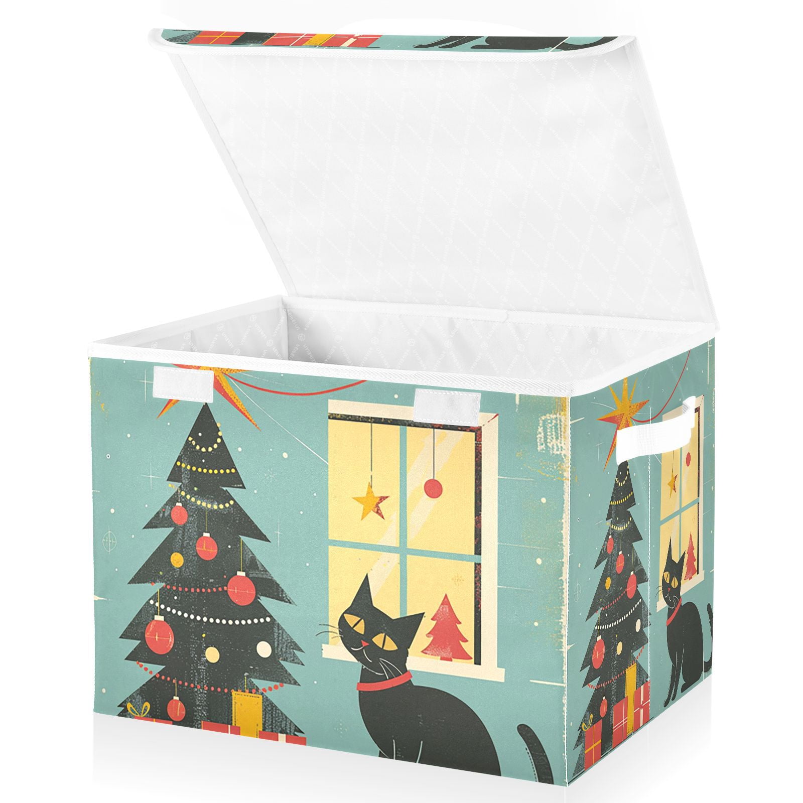 Black Cat Christmas Tree Storage Basket for Shelves Foldable Container ...