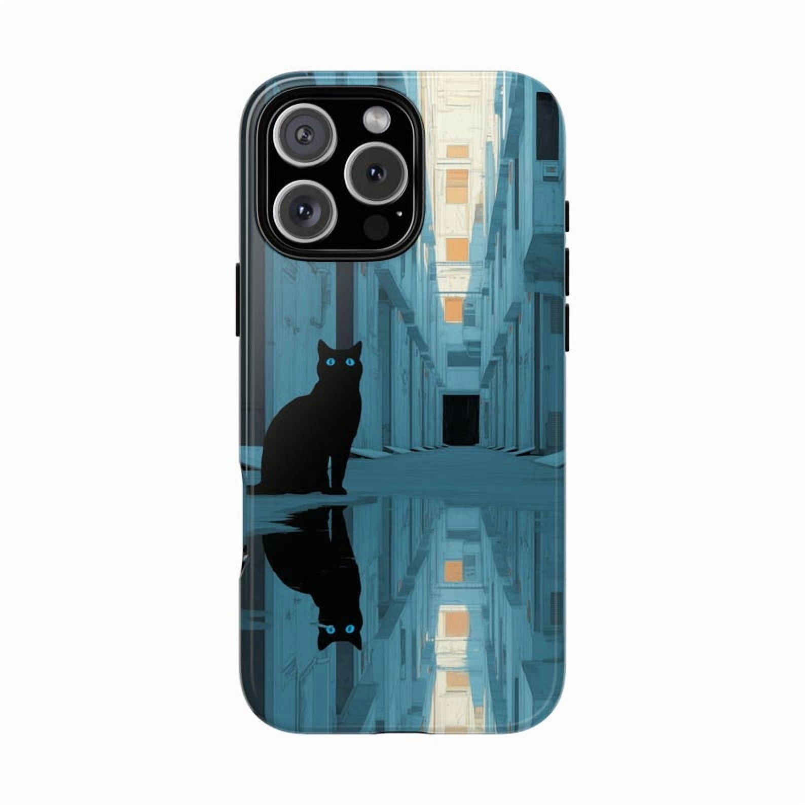 Black Cat City iPhone Case Urban Neon Futuristic Night Art with iPhone ...