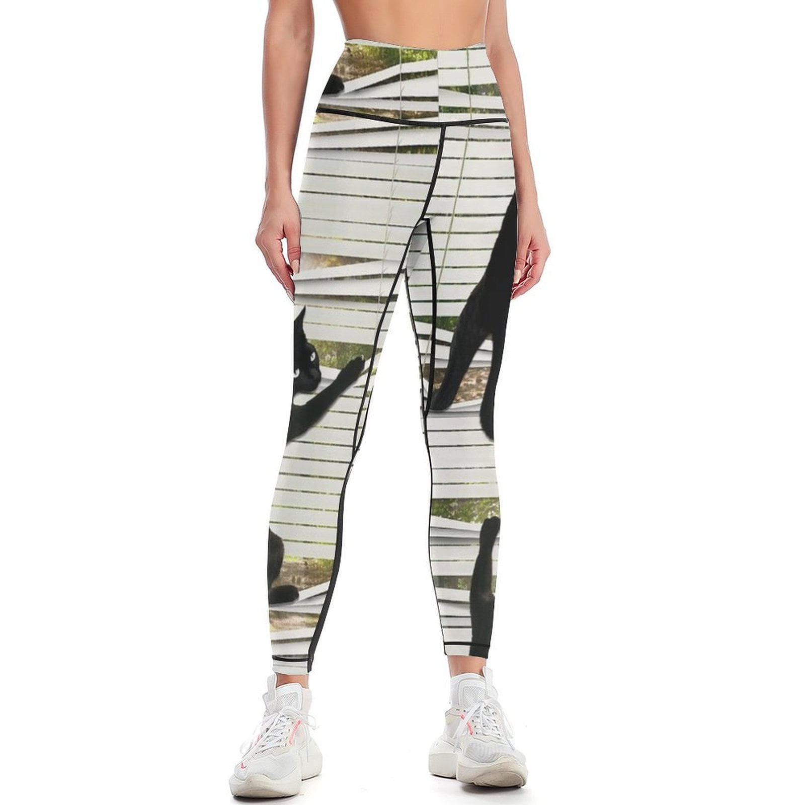 Black Cat Climbing Out Window funny gift for lover Leggings gym womans ...