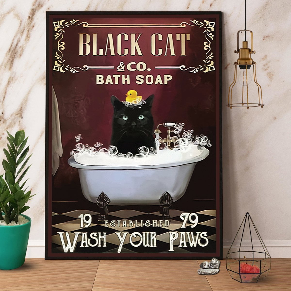 Black Cat & Co Bath Soap Wash Your Paws Poster No Frame Wrapped Canvas ...