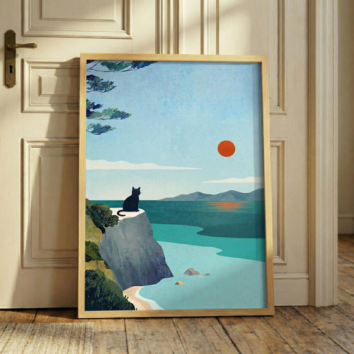 Black Cat Coastal Ocean Seascape Poster Unframed Paper Print - Walmart.com