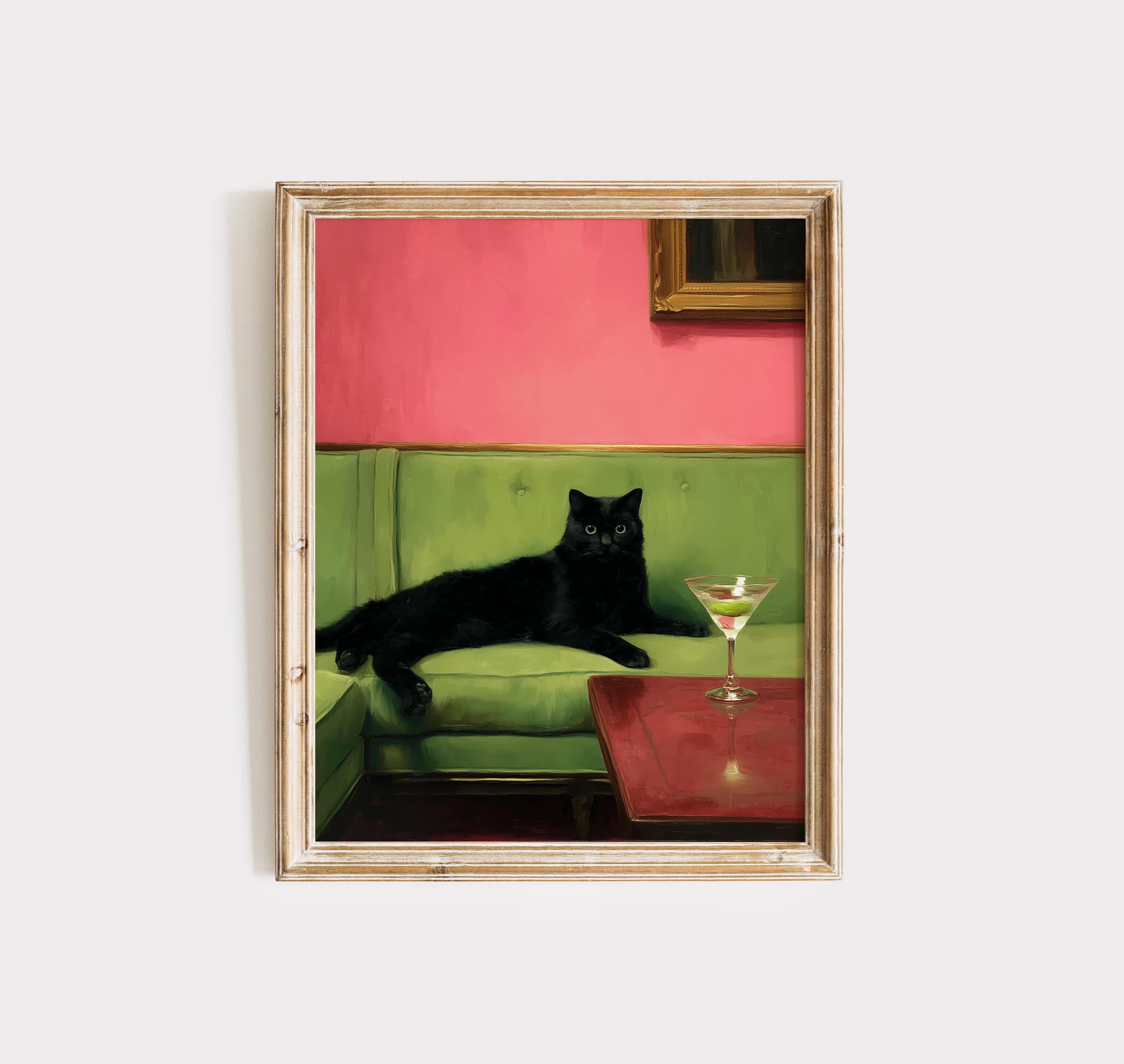 Black Cat Cocktail Art Print Quirky Bar Cart Decor Cocktail Wanddeko ...