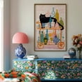 Black Cat Cocktail Bar Cart Art Retro Kitchen Decor, Stretched Canvas ...
