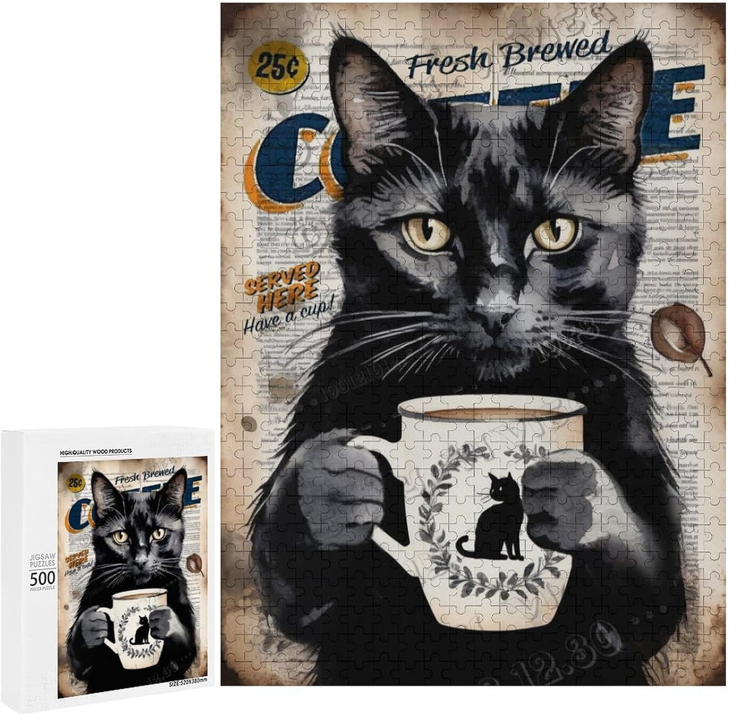 Black Cat & Coffee Fresh Brewed Coffee Served Here Have A Cup Wooden ...