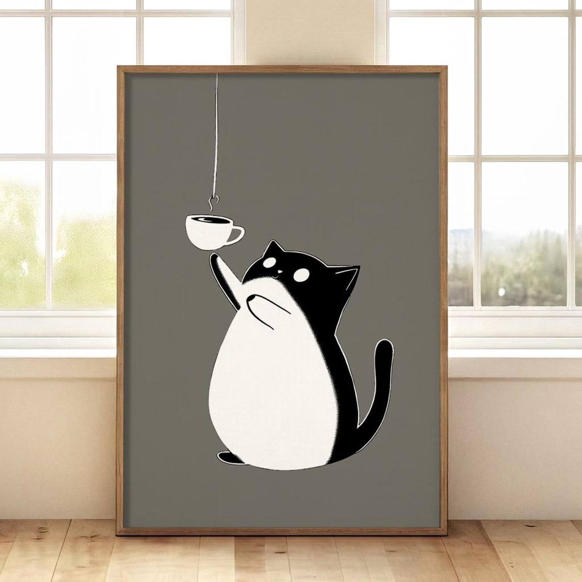 Black Cat Coffee Minimalist Cafe Poster Unframed Paper Print - Walmart.com