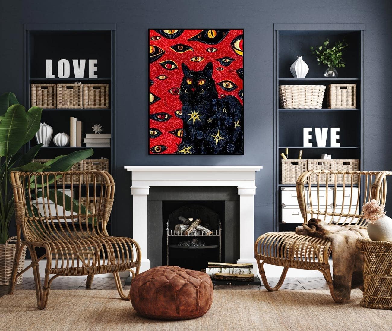 Black-Cat-Cohen-Hippie-Psychedelic-Retro-Fun-Cool-Eyed-Black-and-Red ...