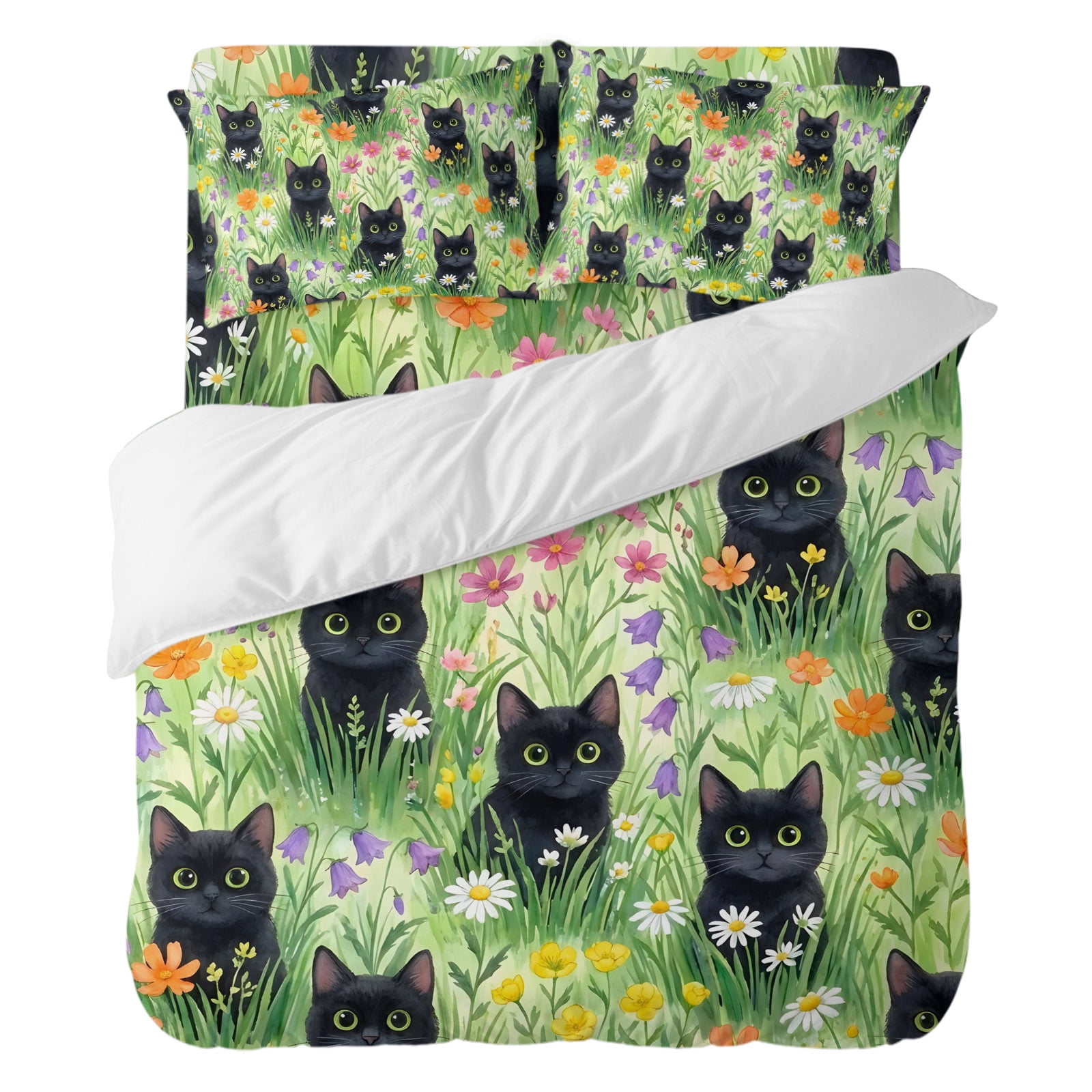 Black Cat Comforter Set California King Size, Orange Purple Yellow Pink ...
