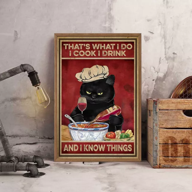 Black Cat Cooking Vintage Poster, I Cook And I Know Things Poster Print ...