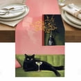 Black Cat Cotton Linen Table Runner Boho Chic Lack Animal Cocktail ...