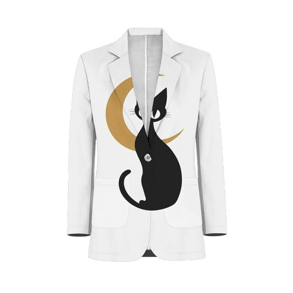 Black Cat Crescent Moon Design Men Blazers Slim Clothing Summer Jacket ...