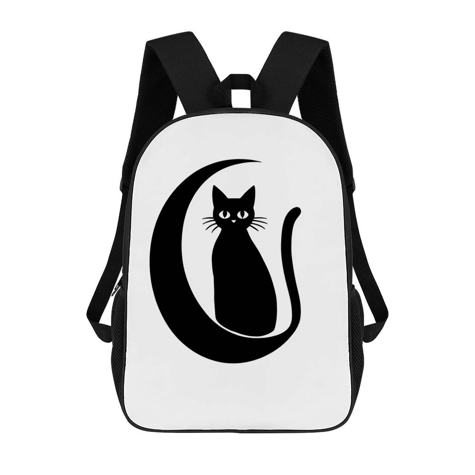 Black Cat Crescent Moon Large Capacity Backpacks For Teenagers Travel ...