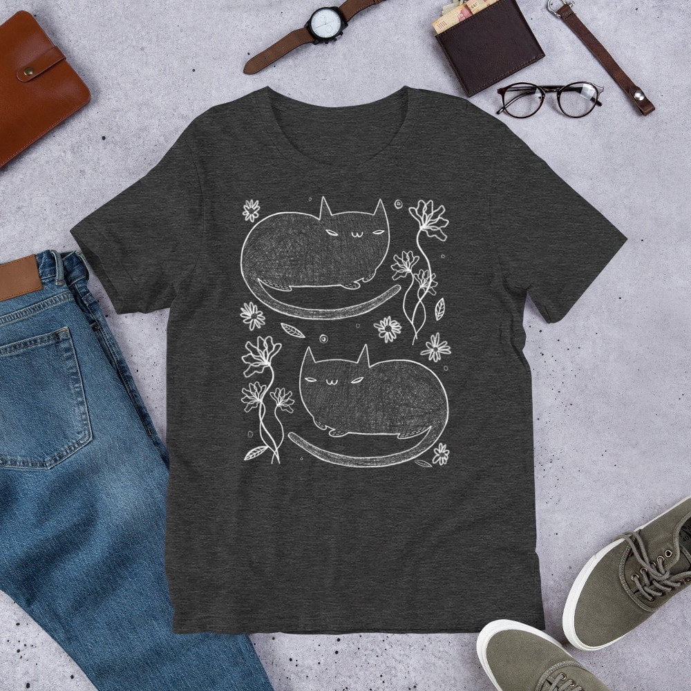 Black Cat Crew Neck Folk Art Print Birthday Housewarming Gifts Shirts ...