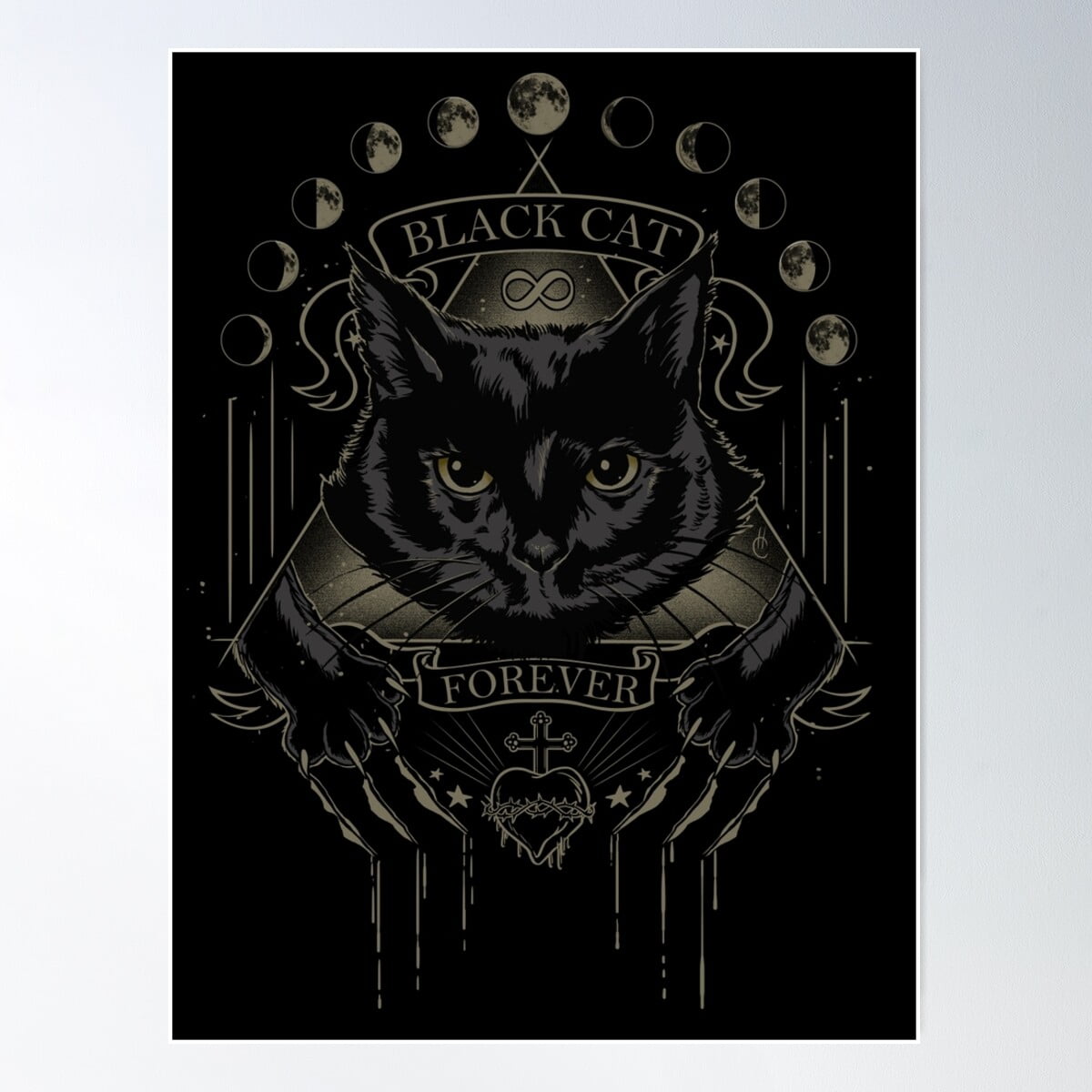 Black Cat Cult Poster Wall Art, Modern Wall Decor For Living Room ...