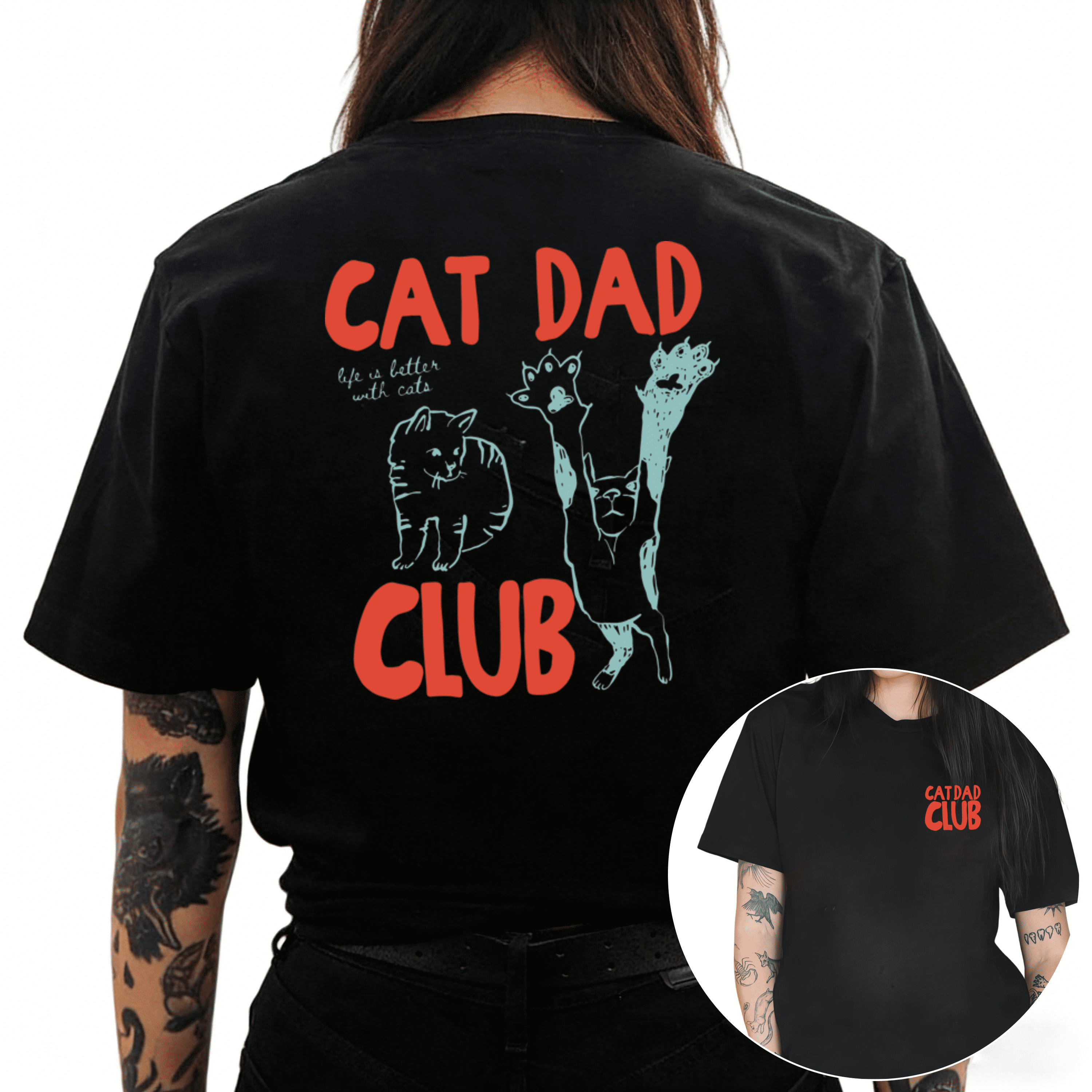 Black Cat Dad Club Graphic Tees Print Tshirt Shirts Life Is Better With ...