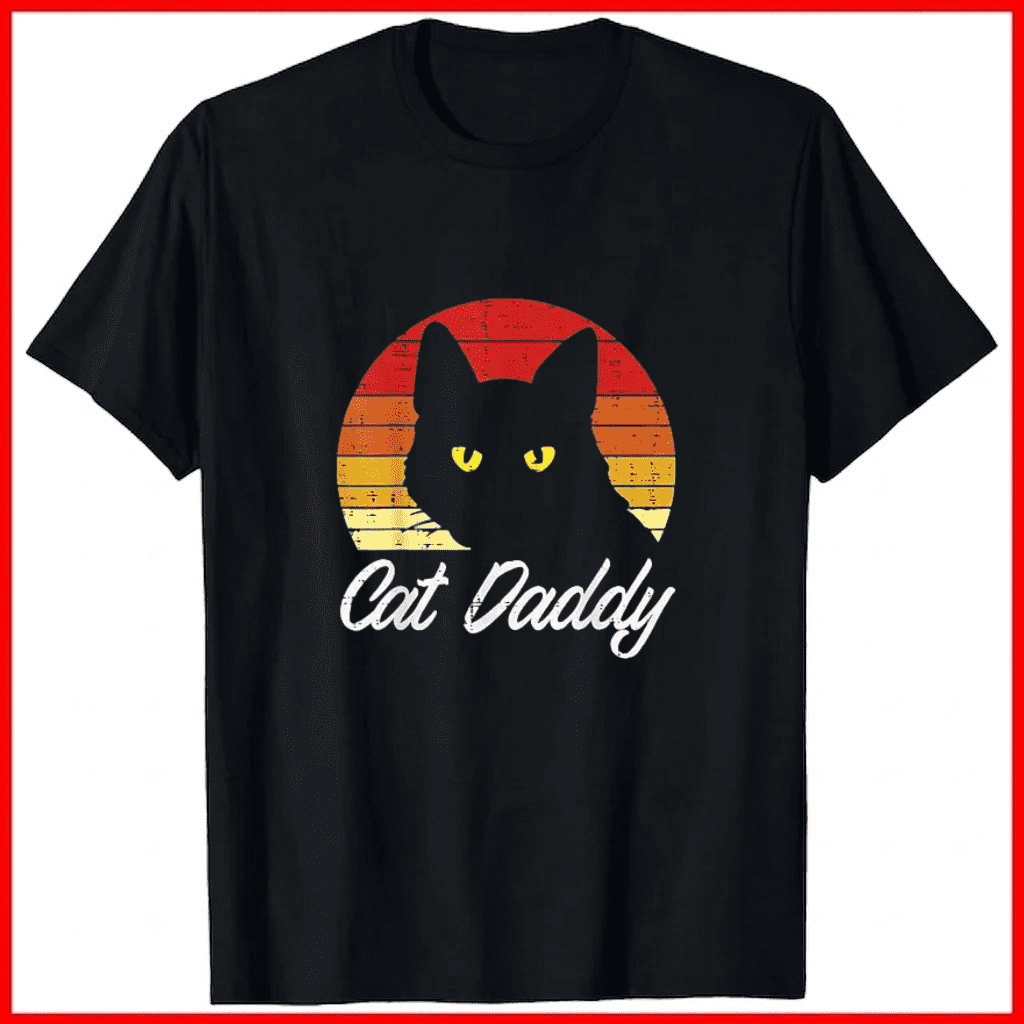 Black Cat Daddy Sunset Retro Feline Animal Pet Dad Men Boys Theme ...