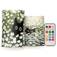 Black Cat Daisy Meadow Floral Flickering Flameless Candles Battery ...