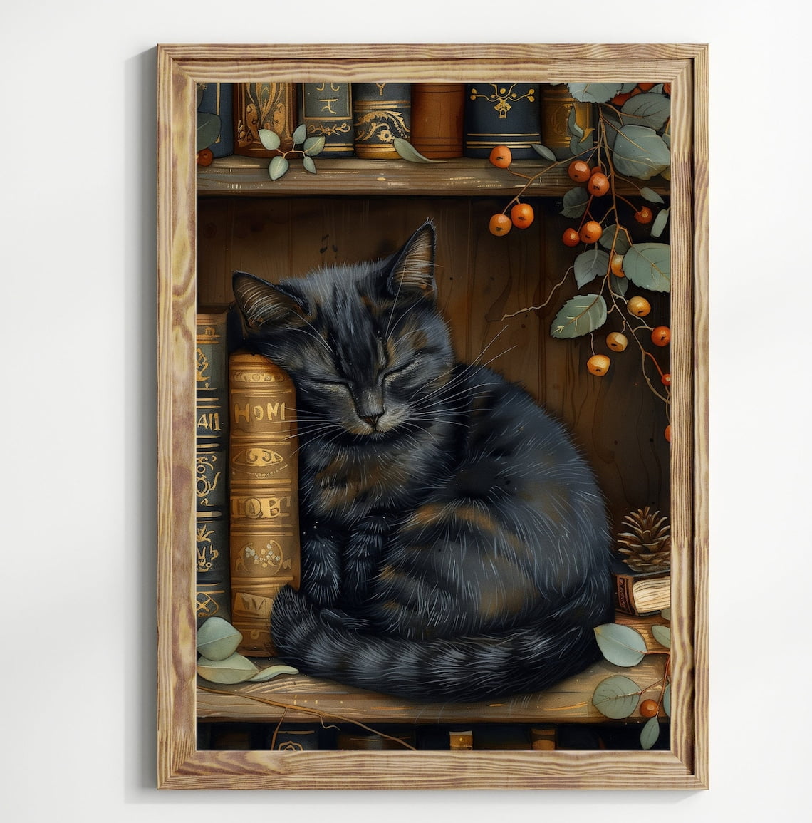 Black Cat Dark Academia Decor Moody Bookish Wall Art Stack Books Print Victorian Decor Dark ...
