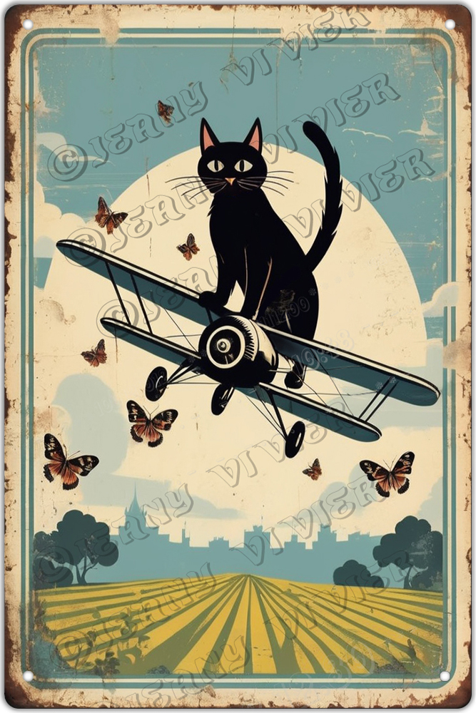 Black Cat Decor Cat Sign Cat Vintage Metal Sign 12x8 Inches New ...
