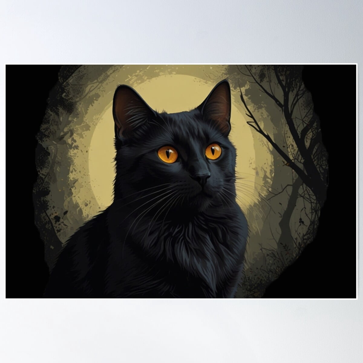 Black Cat Design Poster Wall Art Modern Wall Decor For Living Room ...