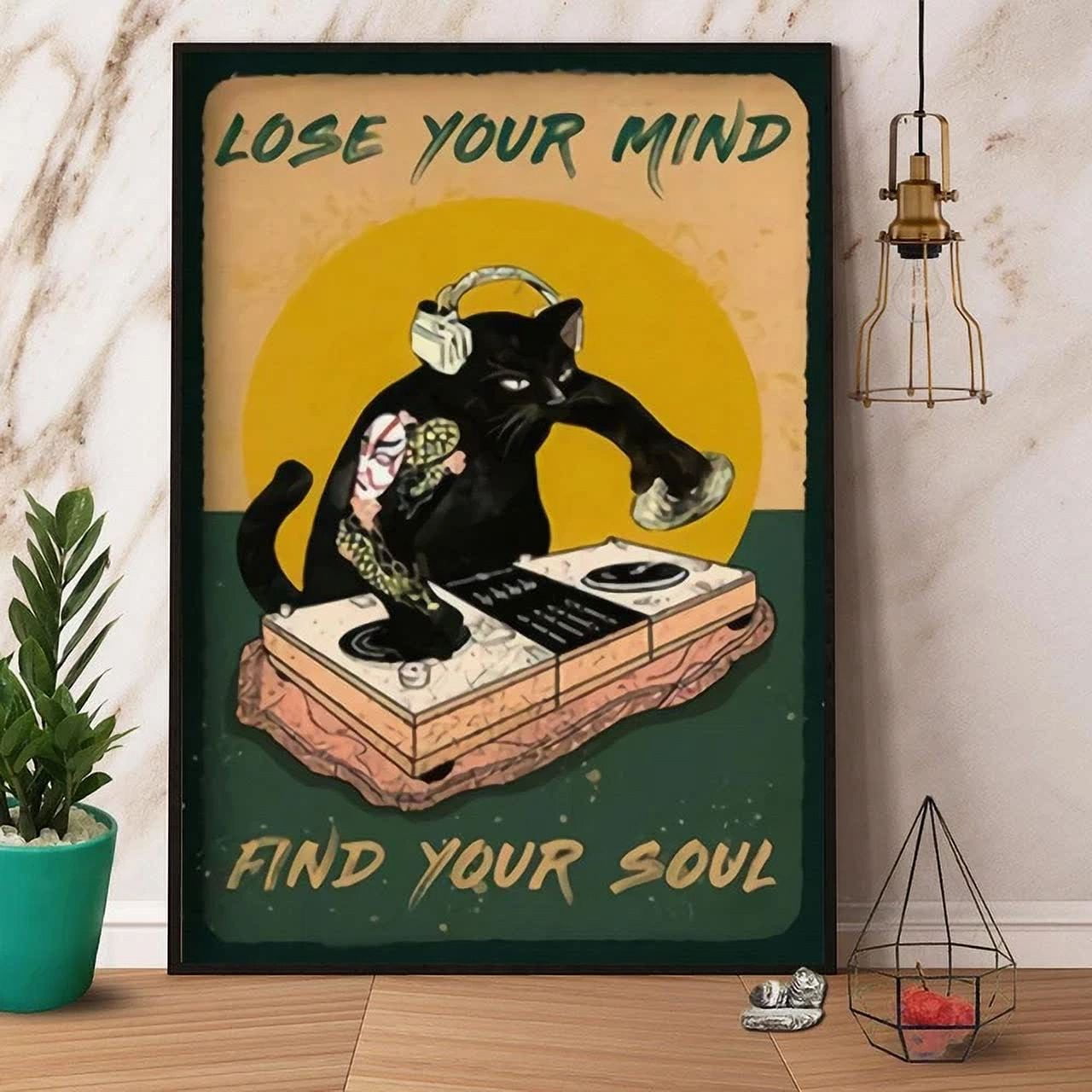 Black Cat Dj Lose Your Mind Find Your Soul Paper Poster No Wall Art - K ...